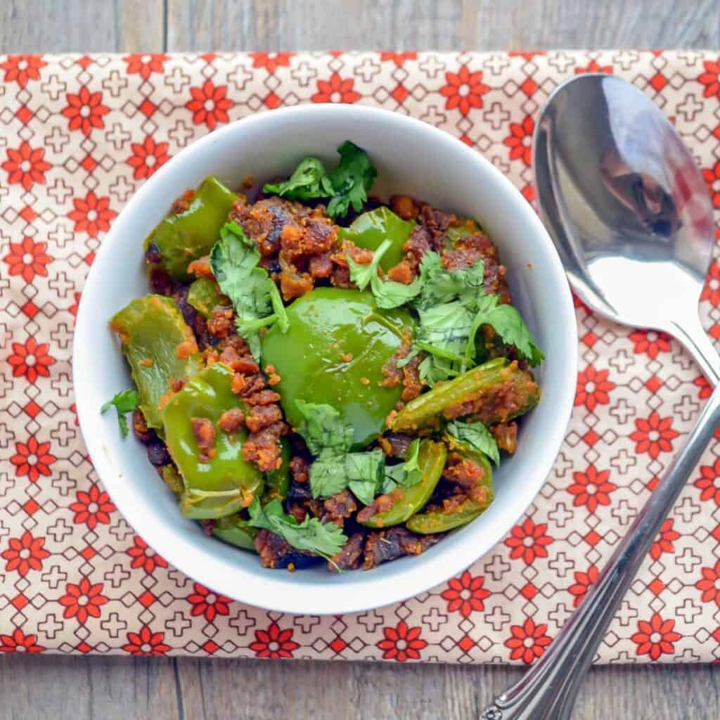 Capsicum Besan Recipe - MySpicyKitchen