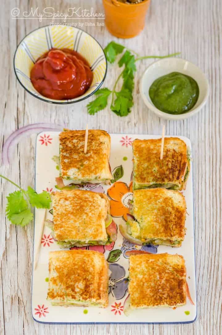 Bombay Grilled Vegetable Sandwich - MySpicyKitchen