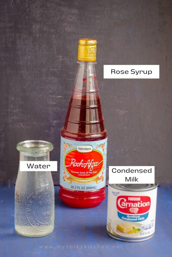 Bandung Drink, Rose Syrup Beverage - MySpicyKitchen
